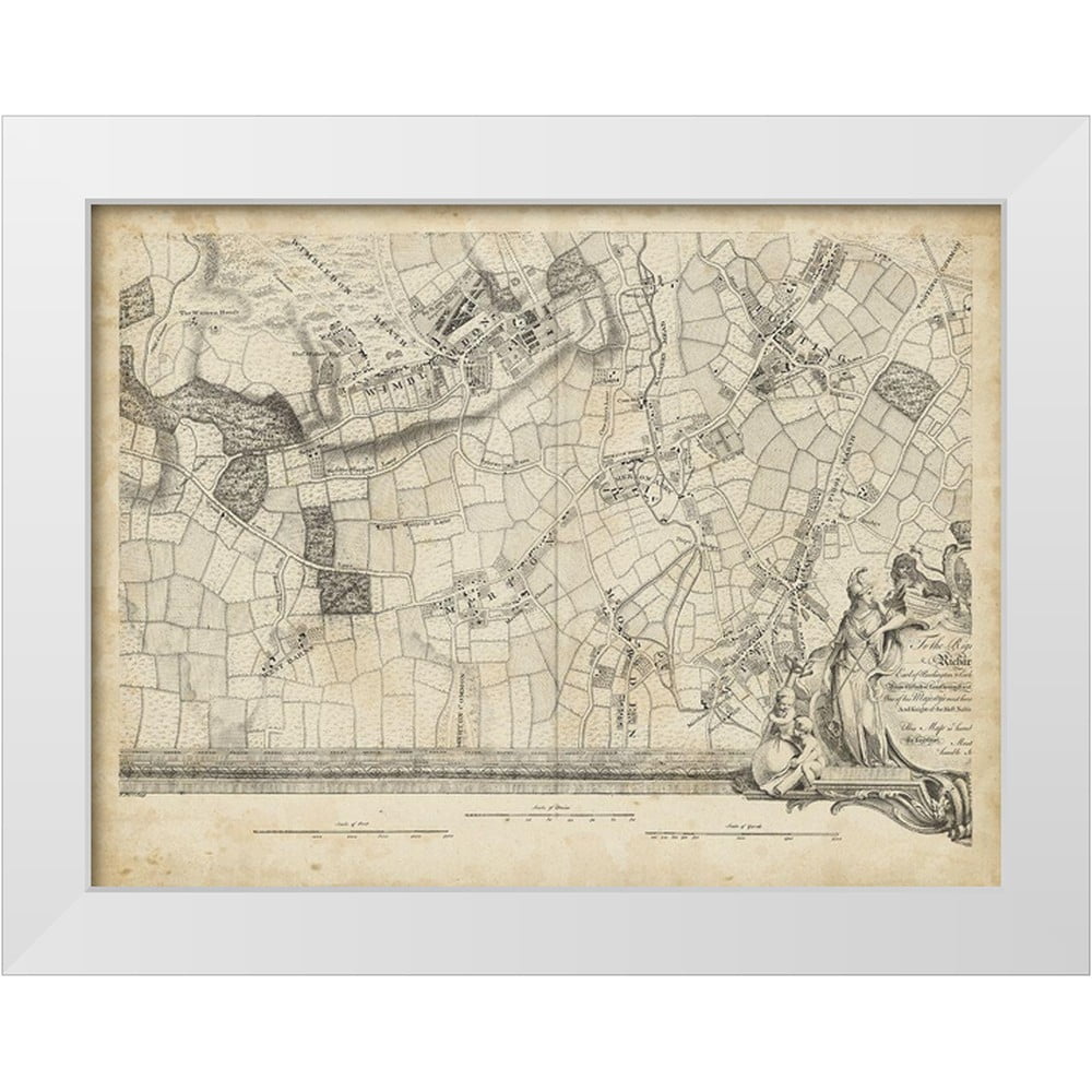 Unknown 18x15 White Modern Wood Framed Museum Art Print Titled - Map of ...