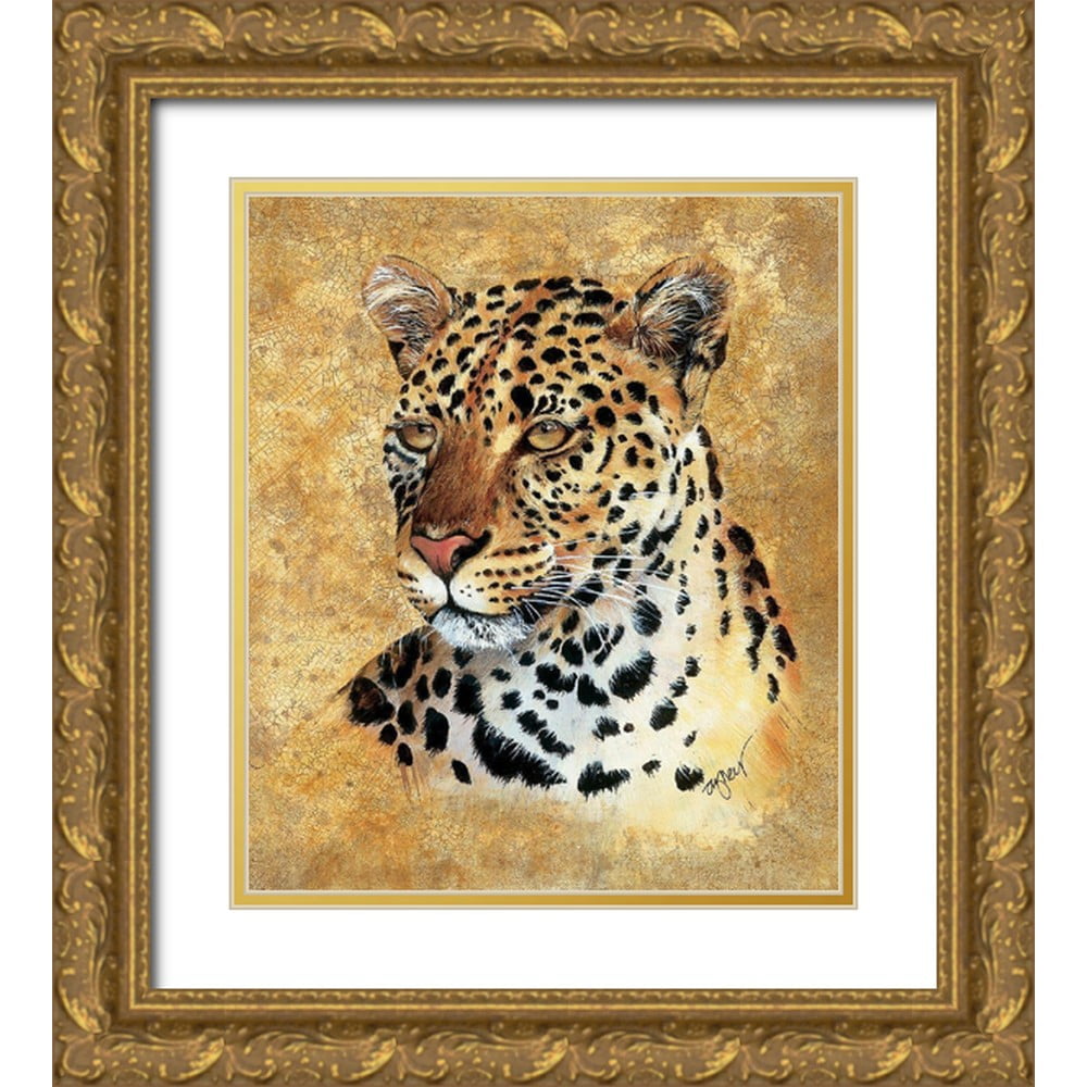 Unknown 20x23 Gold Ornate Wood Framed with Double Matting Museum Art Print Titled - Leapord ...