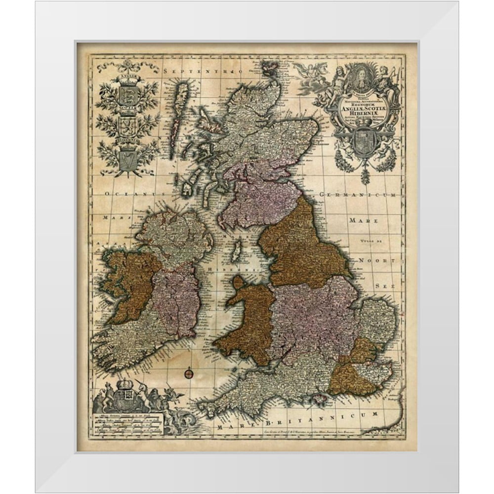 Unknown 20x23 White Modern Wood Framed Museum Art Print Titled - Map of ...