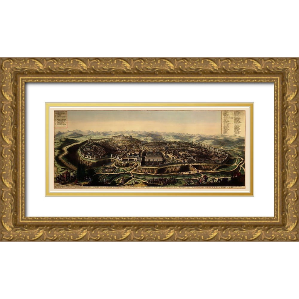 Unknown 24x12 Gold Ornate Wood Framed with Double Matting Museum Art ...