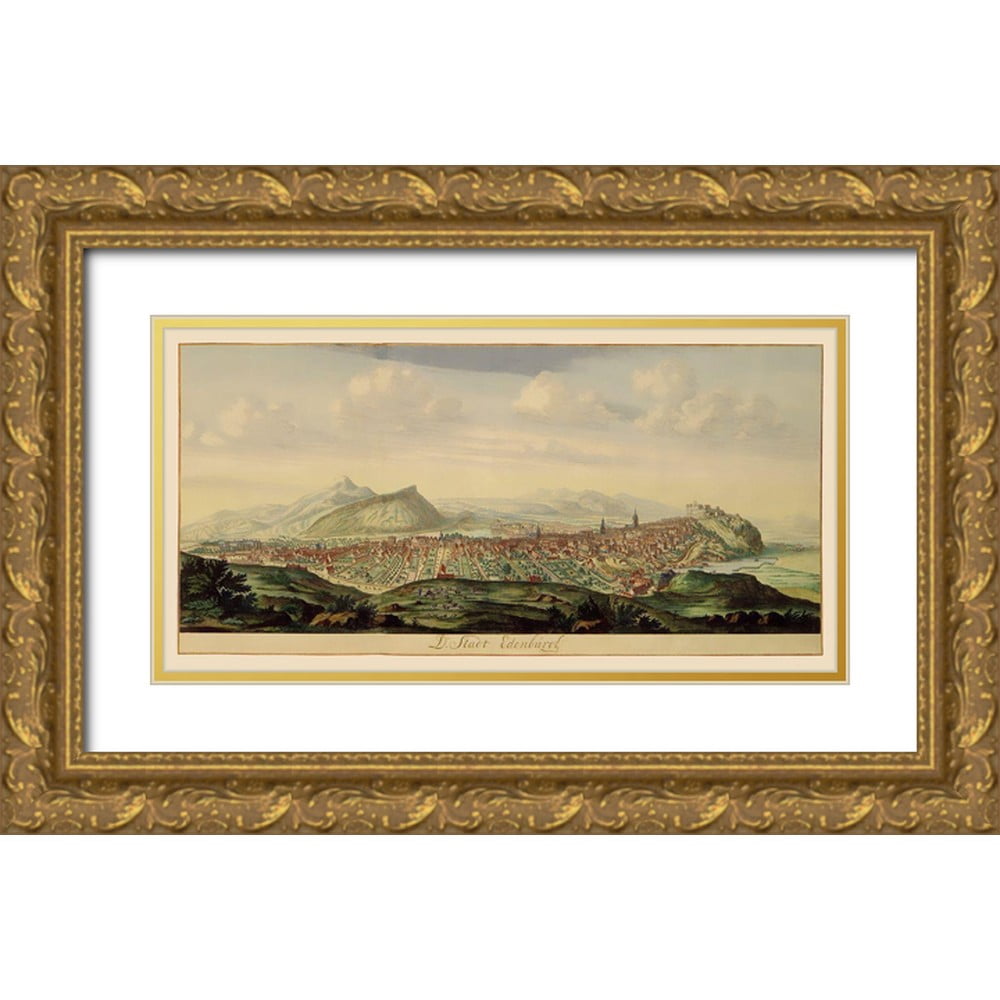 Unknown 24x14 Gold Ornate Wood Framed with Double Matting Museum Art ...