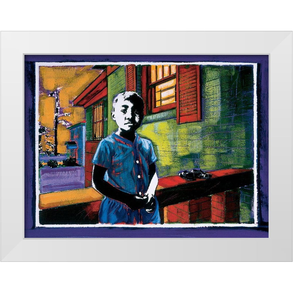 Unknown 24x19 White Modern Wood Framed Museum Art Print Titled - Boy on ...