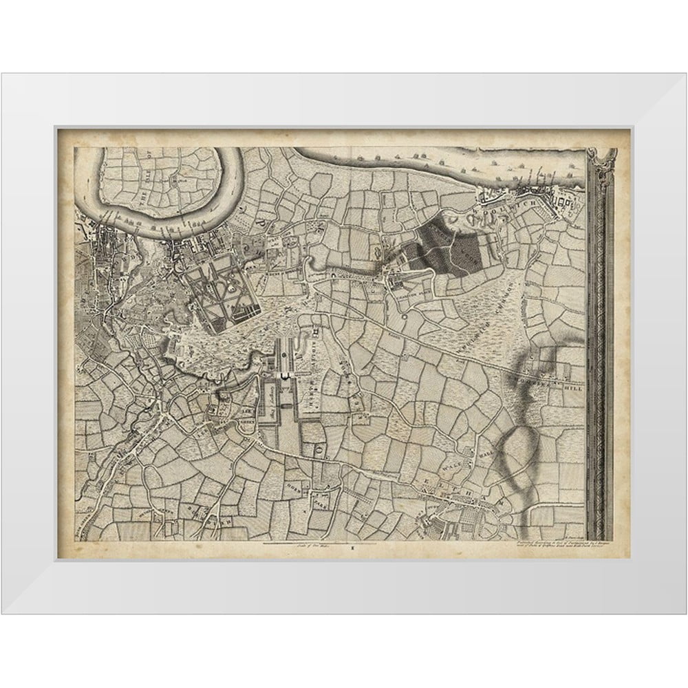 Unknown 24x19 White Modern Wood Framed Museum Art Print Titled - Map of ...
