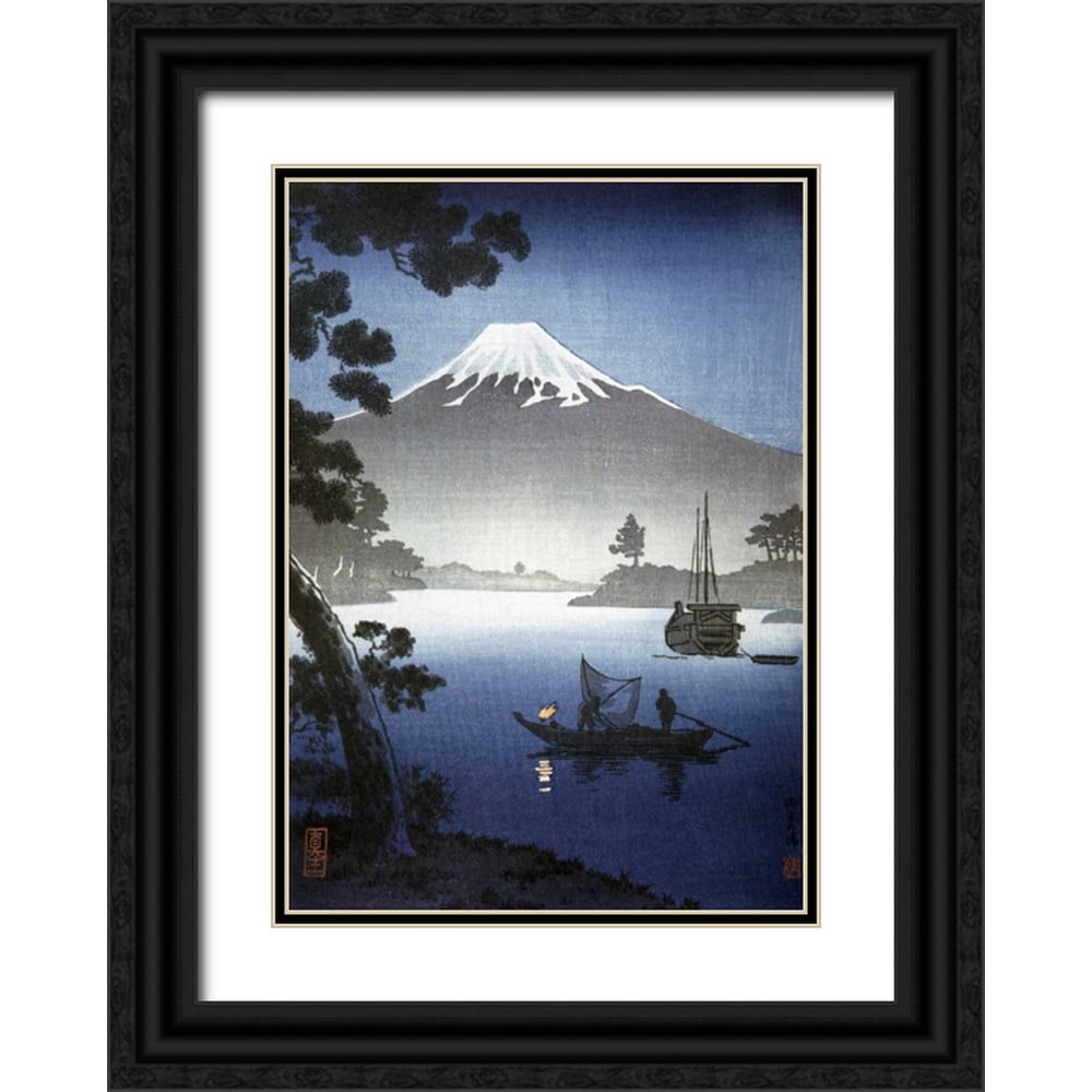 Unknown 24x32 Black Ornate Wood Framed with Double Matting Museum Art ...