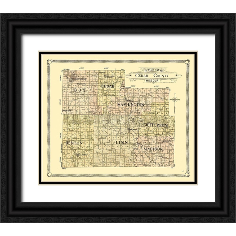 Unknown 30x26 Black Ornate Wood Framed with Double Matting Museum Art ...