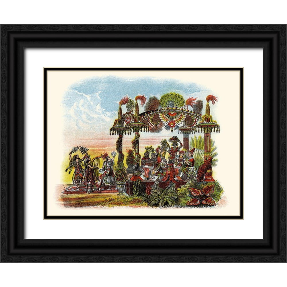 Unknown 32x25 Black Ornate Wood Framed with Double Matting Museum Art ...