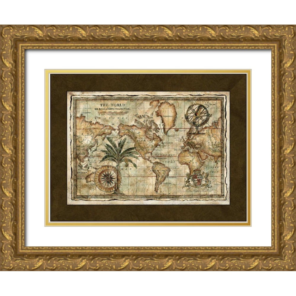 Unknown 32x25 Gold Ornate Wood Framed with Double Matting Museum Art ...