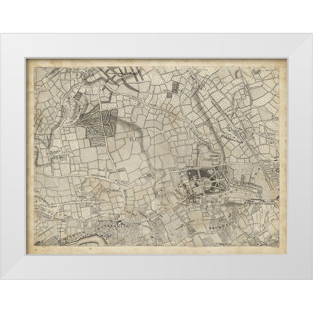 Unknown 32x25 White Modern Wood Framed Museum Art Print Titled - Map of ...
