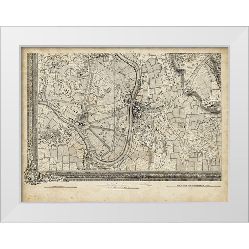Unknown 32x25 White Modern Wood Framed Museum Art Print Titled - Map of ...