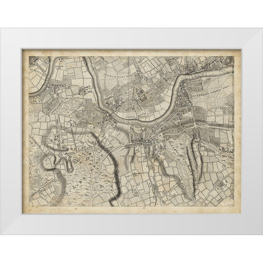 Unknown 32x25 White Modern Wood Framed Museum Art Print Titled - Map of ...