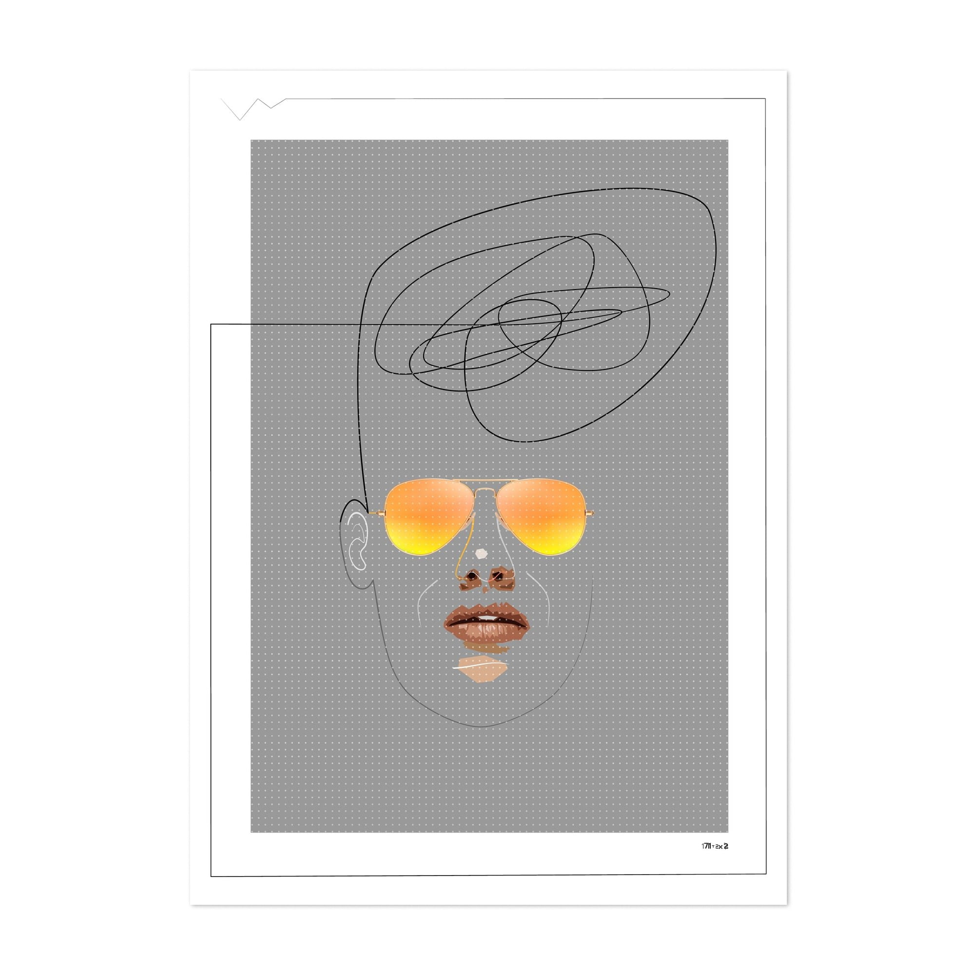 Unknown Man Portrait with Sunglasses - Digital Art Modern Art Line Art ...