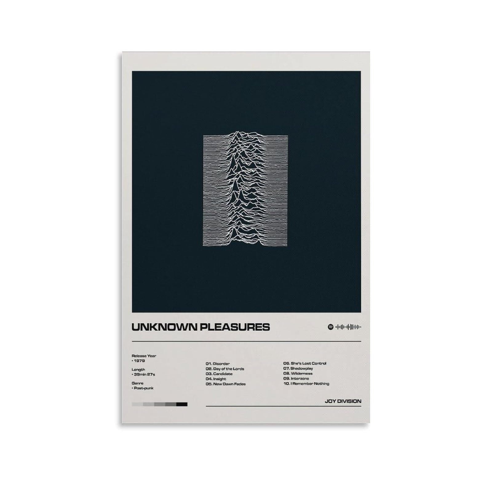 Unknown Pleasures - Joy Division Album Cover Canvas Poster Print Music ...