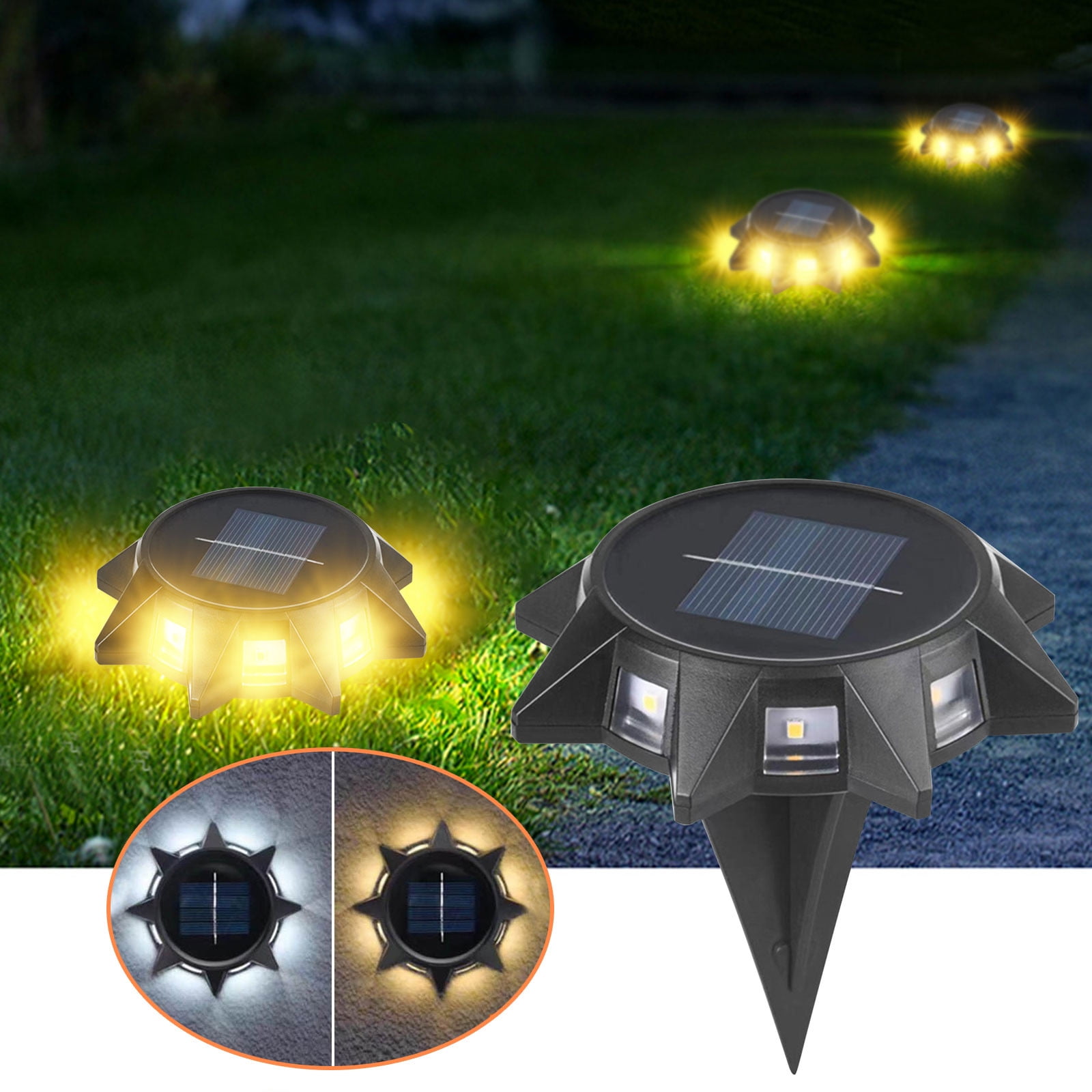 Unlbquu 8 LED Solar Underground Lights,Outdoor Garden Pathway Wall Lamp ...