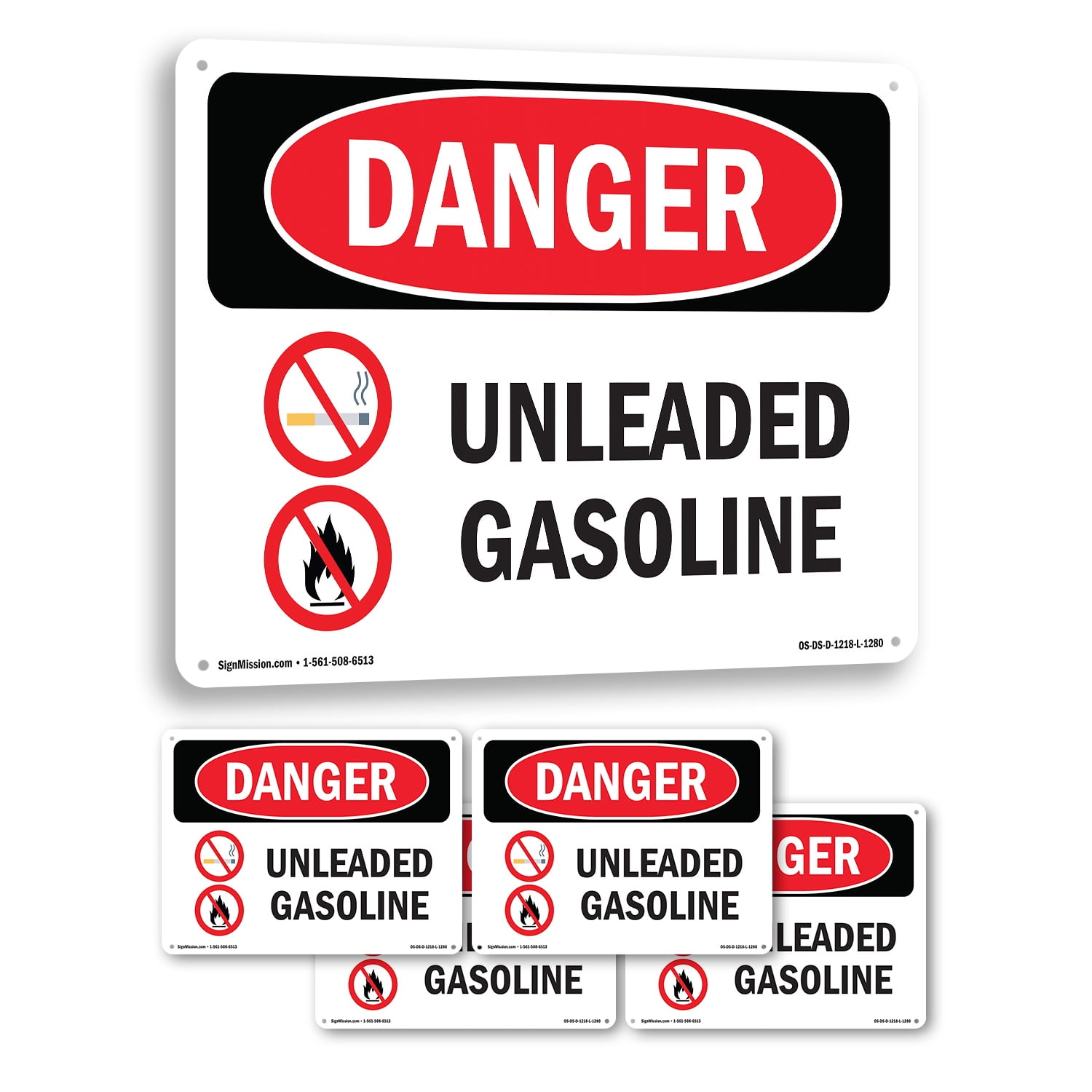 Unleaded Gasoline OSHA Danger Rigid Plastic Sign 18 Inch x 12 Inch - 5 ...