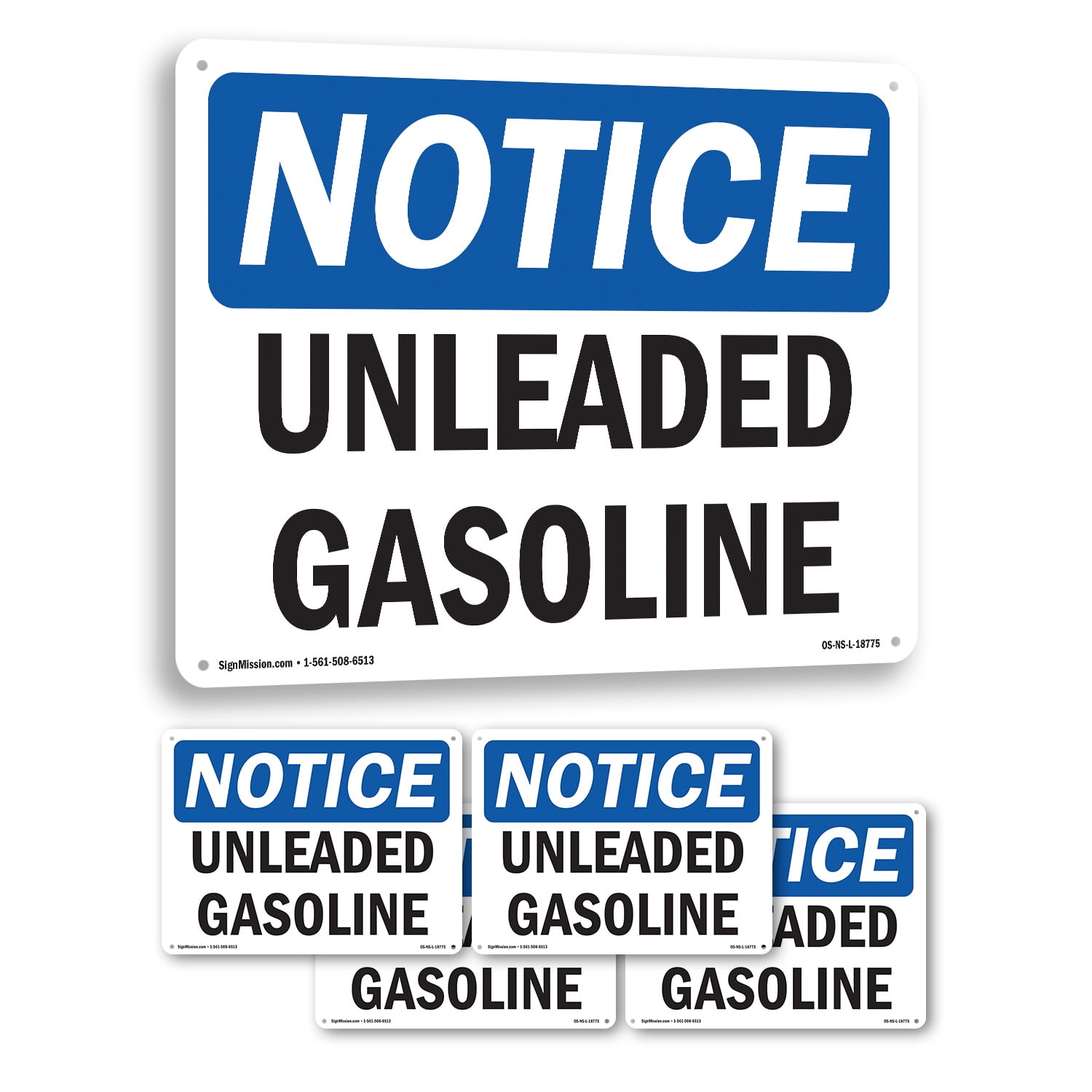 Unleaded Gasoline OSHA Notice Aluminum Sign 10 Inch x 7 Inch - 5 Pack ...