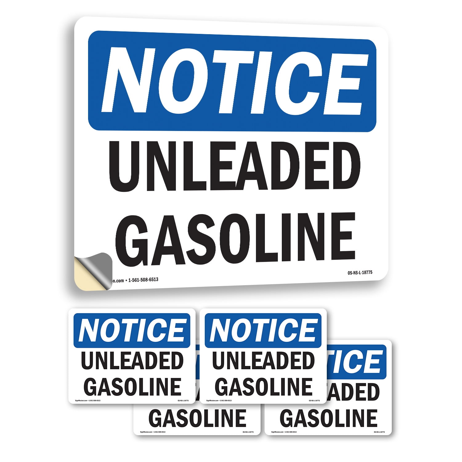 Unleaded Gasoline OSHA Notice Vinyl Decal Label 10 Inch x 7 Inch - 5 ...