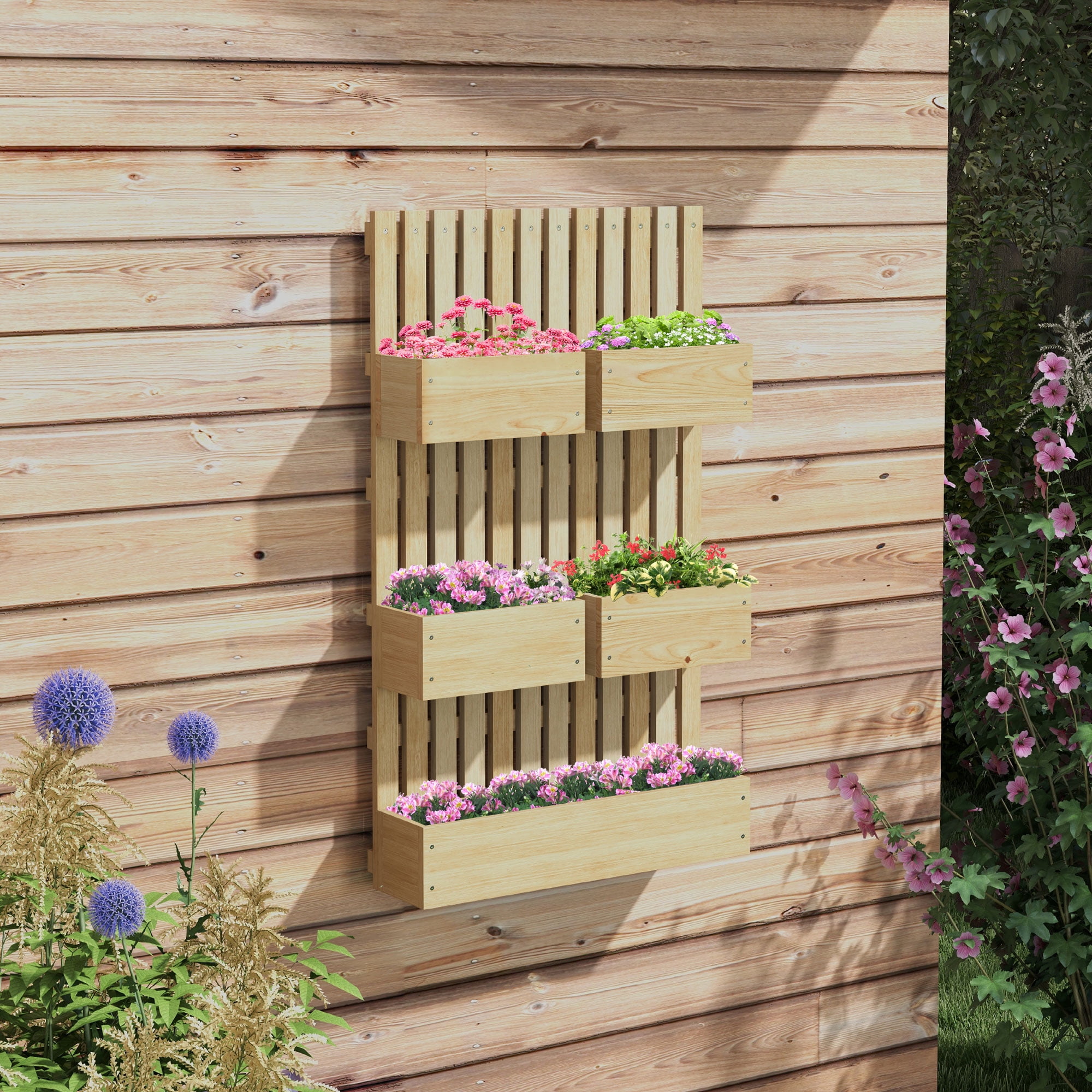 Unleash the Beauty of Nature with our Wall-Mounted Wood Planter Box Set ...