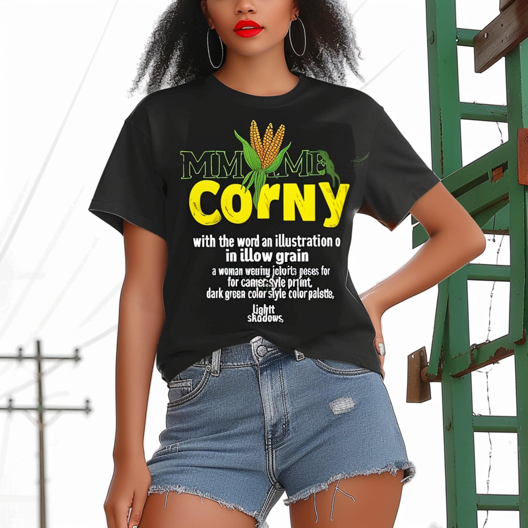 Unleash Your Corny Side with MME Memmecorns Black TShirt: Vintage Chic ...