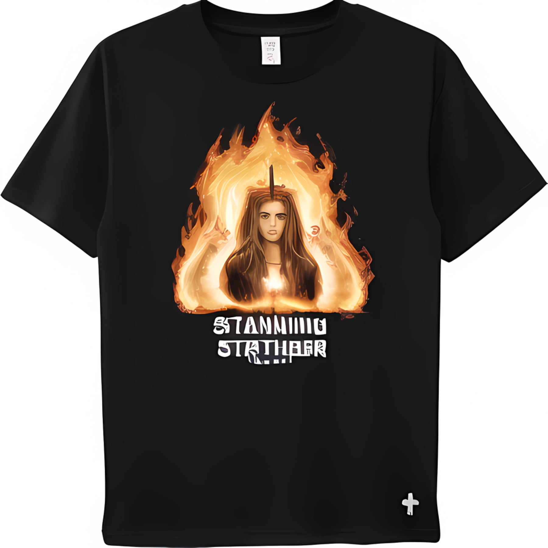 Unleash the Power of with our Exclusive Black T-Shirt Featuring a Fiery ...