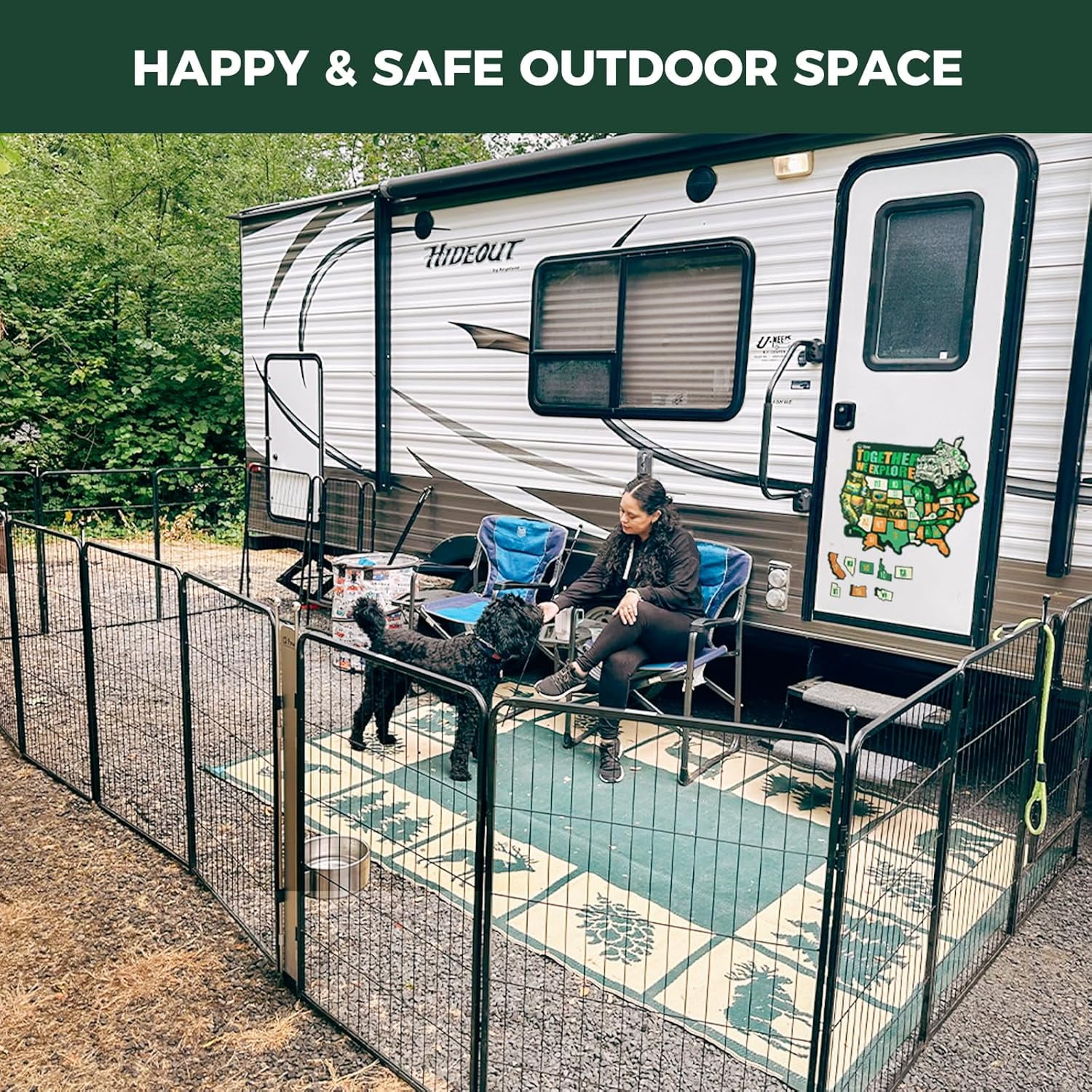 Unleashed Dog Playpen, Portable Pet Fence for Outdoor, RV Trips, and ...
