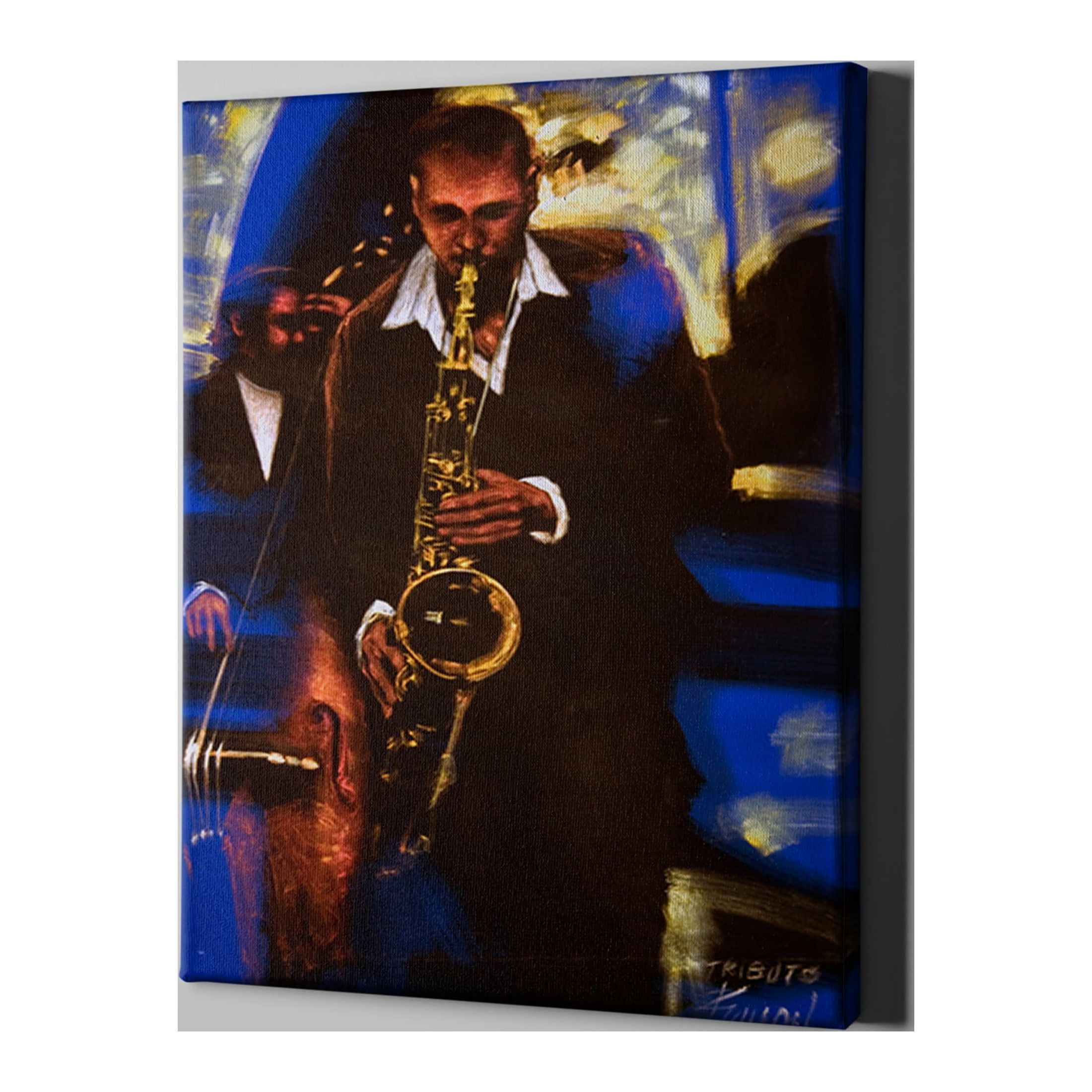 Unlimited Art Project - Blue Jazz Saxophone Canvas Wall Art Figurative ...
