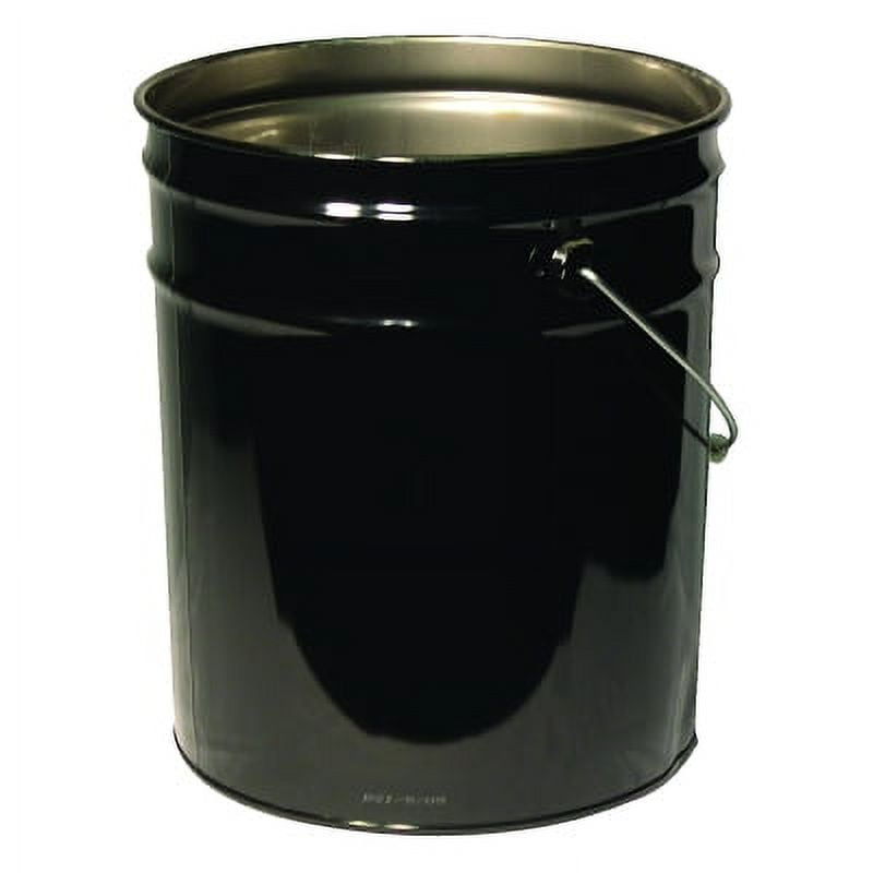 Unlined Open Head Steel Pail, 5 Gallon, 10.9 In Cap, Black | Bundle of ...