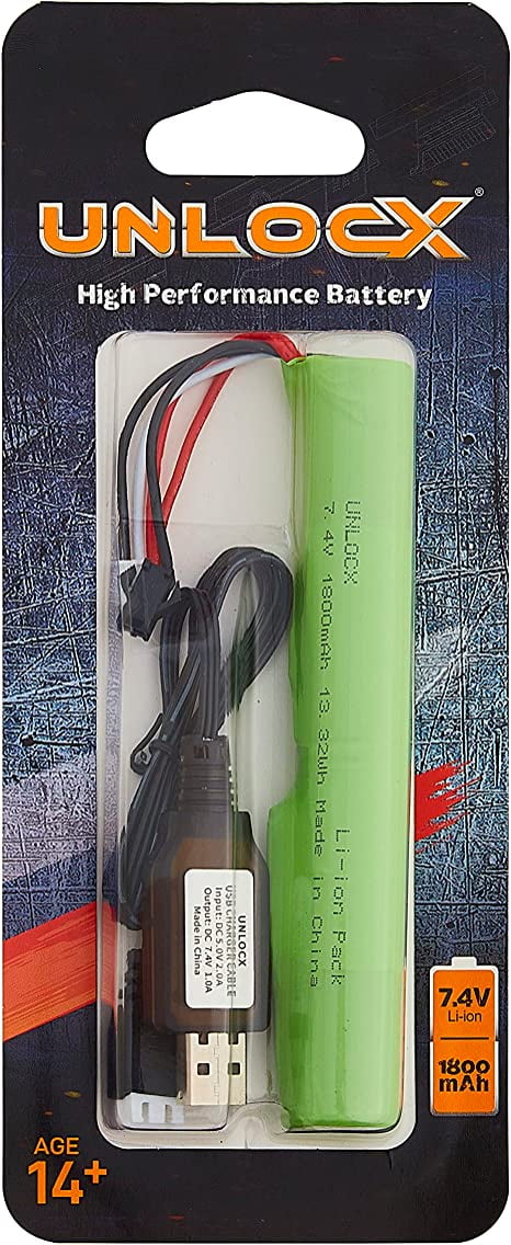 UNLOCX Rechargeable Battery 7.4V 1800mAh, Gel Blaster Compatibility ...