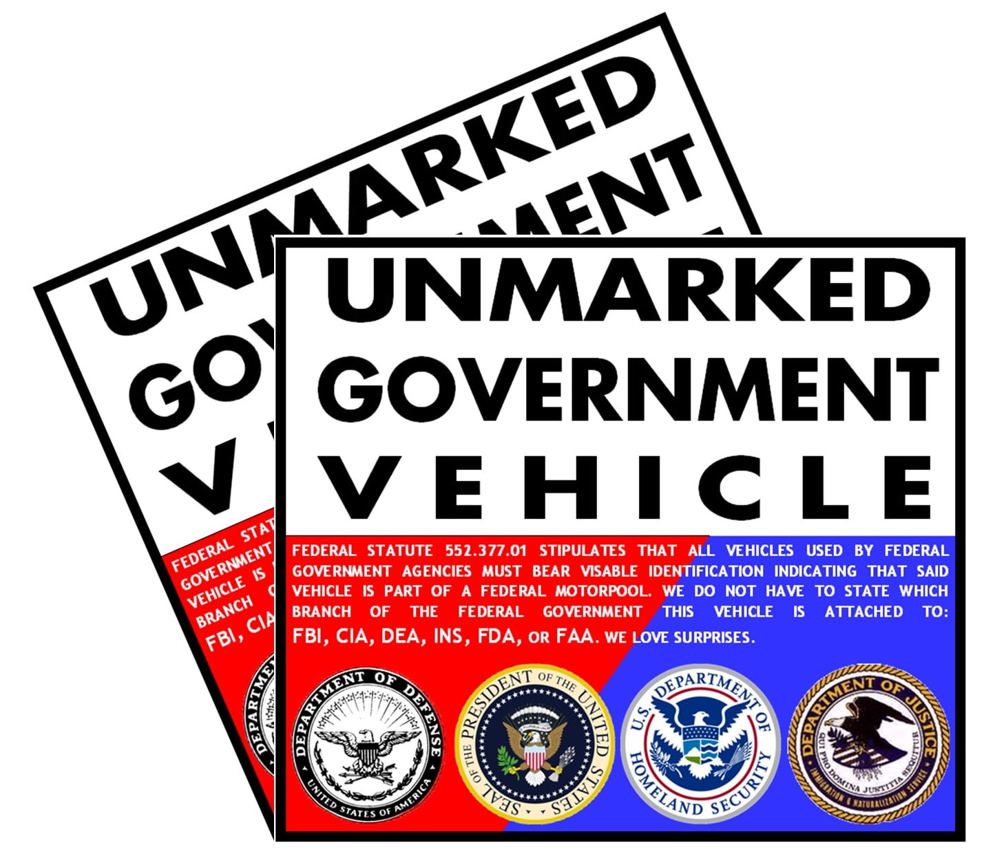 Unmarked Government Vehicle Sticker - Set of 2 - Walmart.com