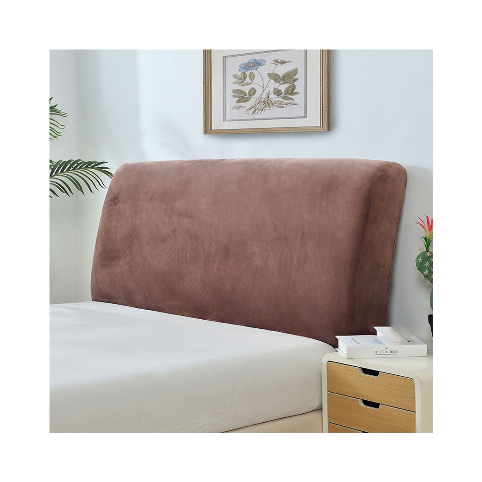 Unmbo Stretch Velvet Headboard Slipcover, Dust Cover For Bedroom Bed ...