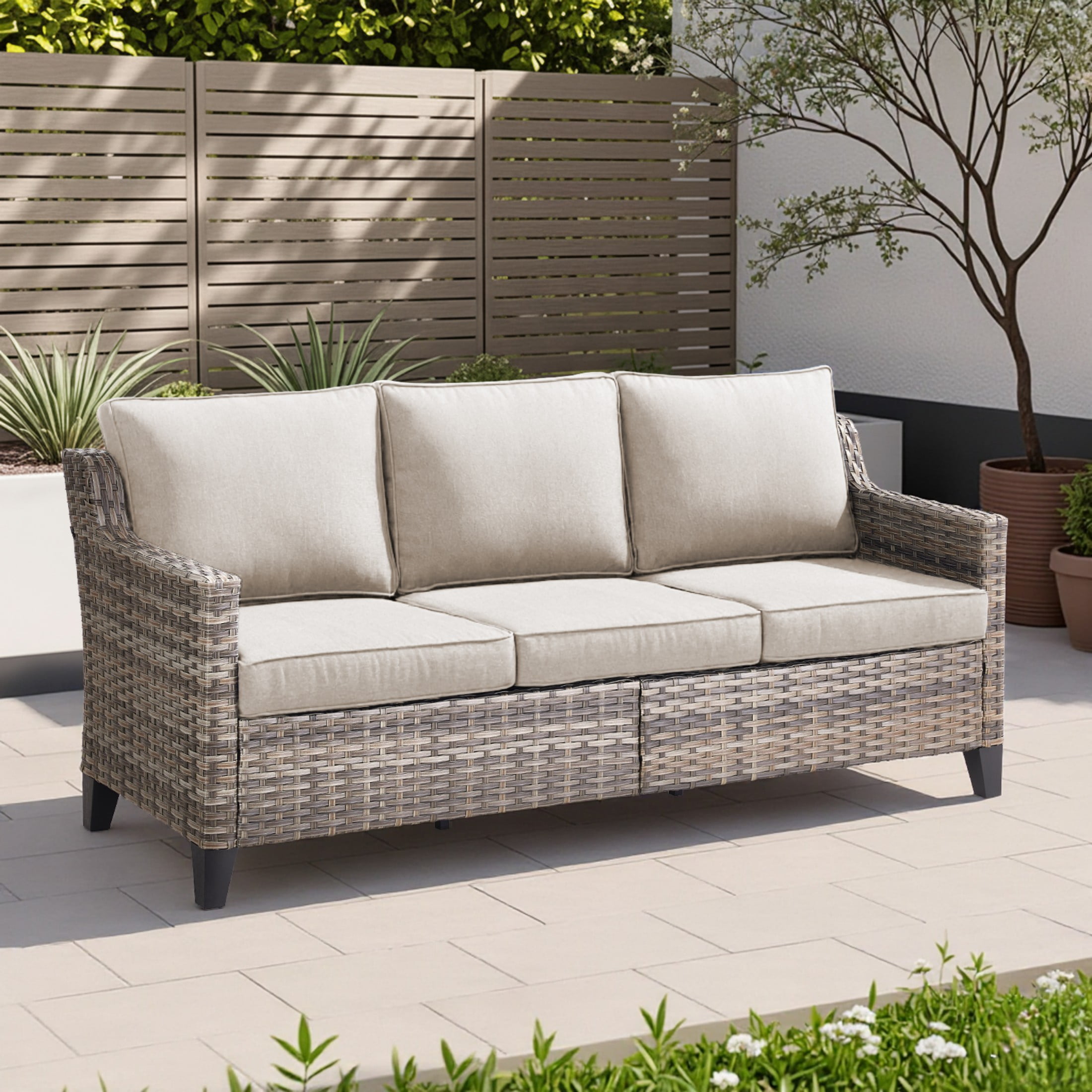 Unnifurnzi Outdoor Couch-All Weather Wicker Patio Couch High Back ...