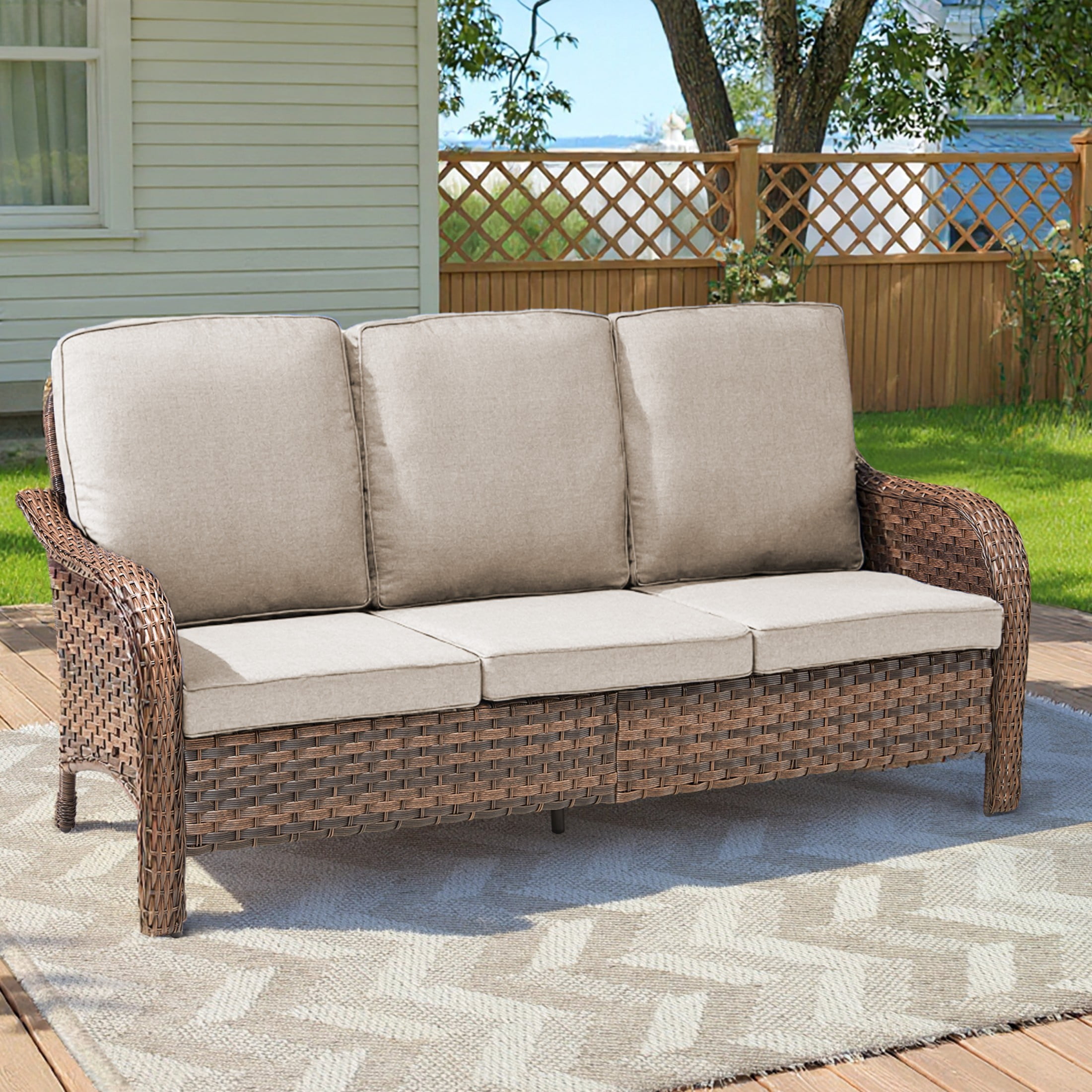 Unnifurnzi Outdoor Couch-All Weather Wicker Patio Couch High Back ...