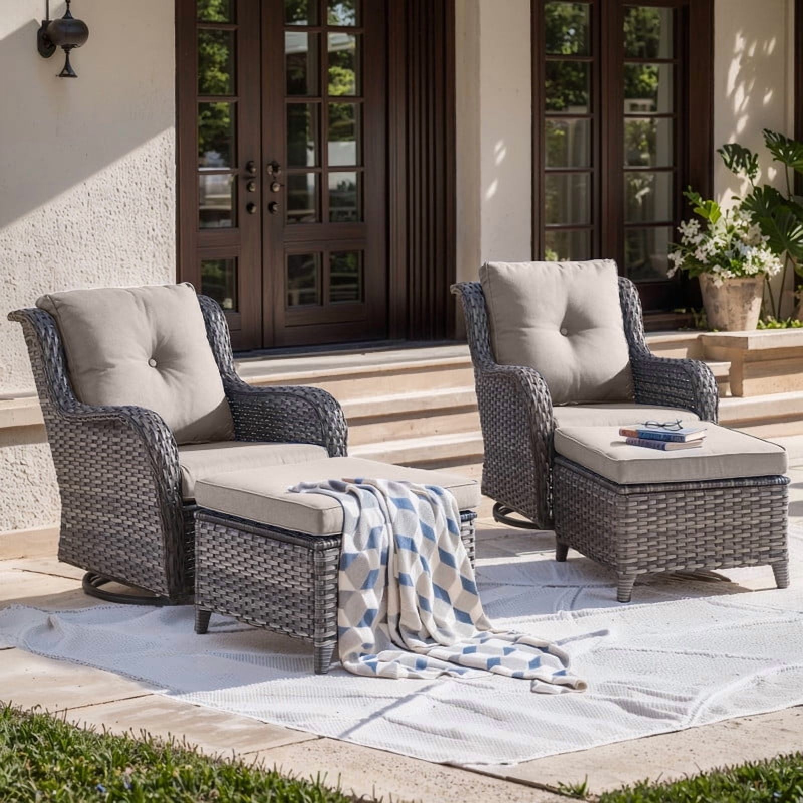 Unnifurnzi Outdoor Swivel Chairs-Patio Swivel Glider Chairs with ...