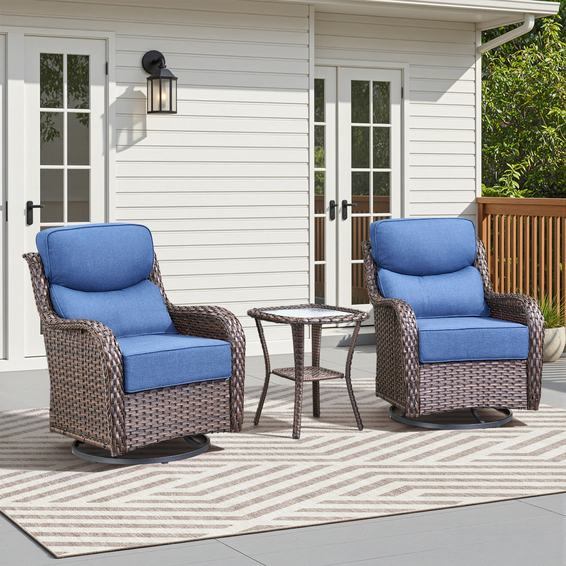 Unnifurnzi Outdoor Swivel Glider Patio Chairs-High Back Swivel Patio ...