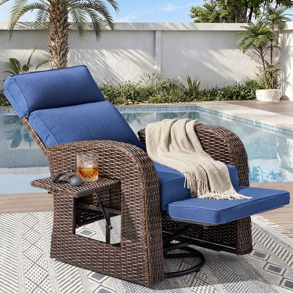 Unnifurnzi Outdoor Swivel Recliner Chair-Reclining Patio Chair with ...