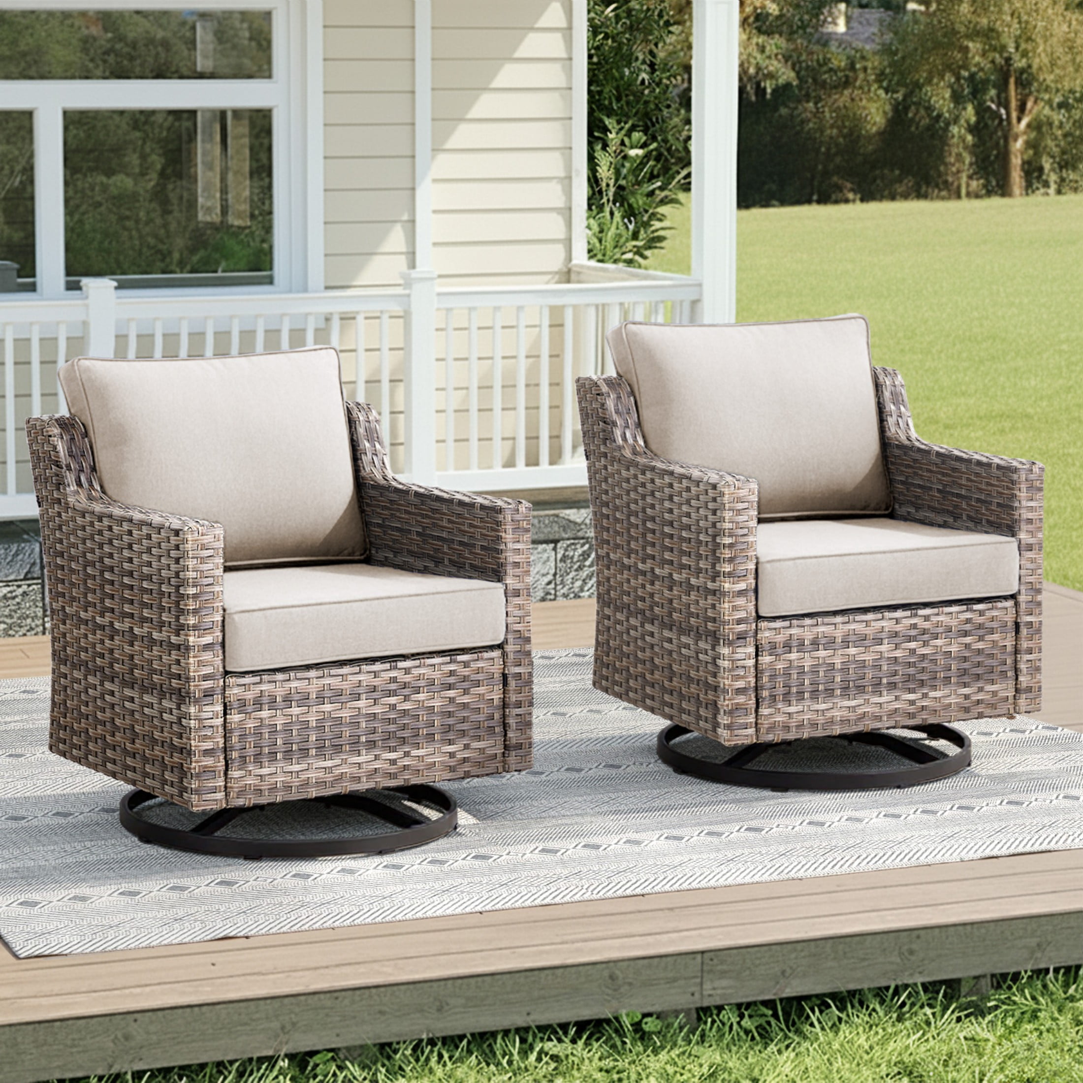 Unnifurnzi Outdoor Swivel Rocker Patio Chairs-High Back Outdoor Swivel ...