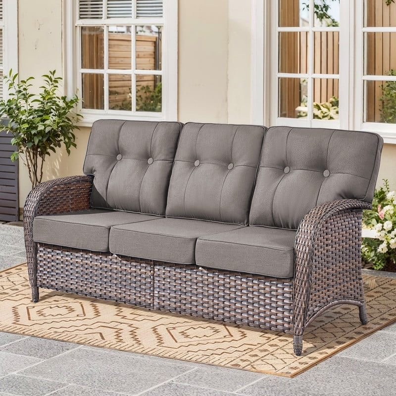 Unnifurnzi Outdoor Wicker Couch-3 Seater High Back Outdoor Sofa Outdoor ...