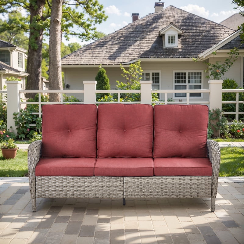 Unnifurnzi Patio Wicker Sofa-All Weather Rattan 3 Seater Patio Couch ...
