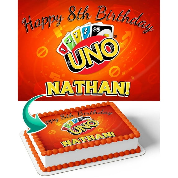 Uno Cards Edible Image Cake Topper Personalized Birthday Sheet Decal 1/ ...