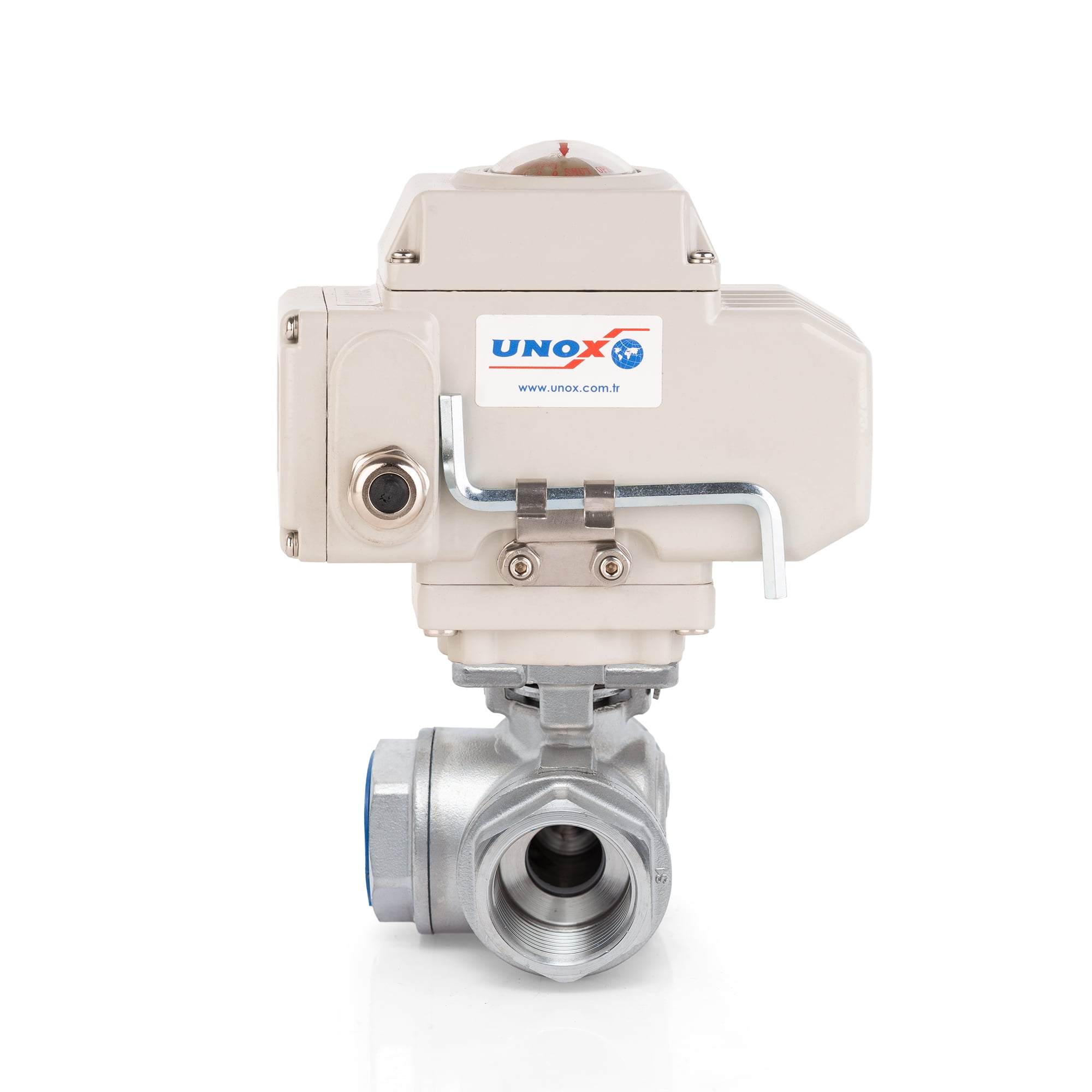 Unox 1 1/4" (DN32) 110V AC Motorized Ball Valve Three-Way T-Port ...