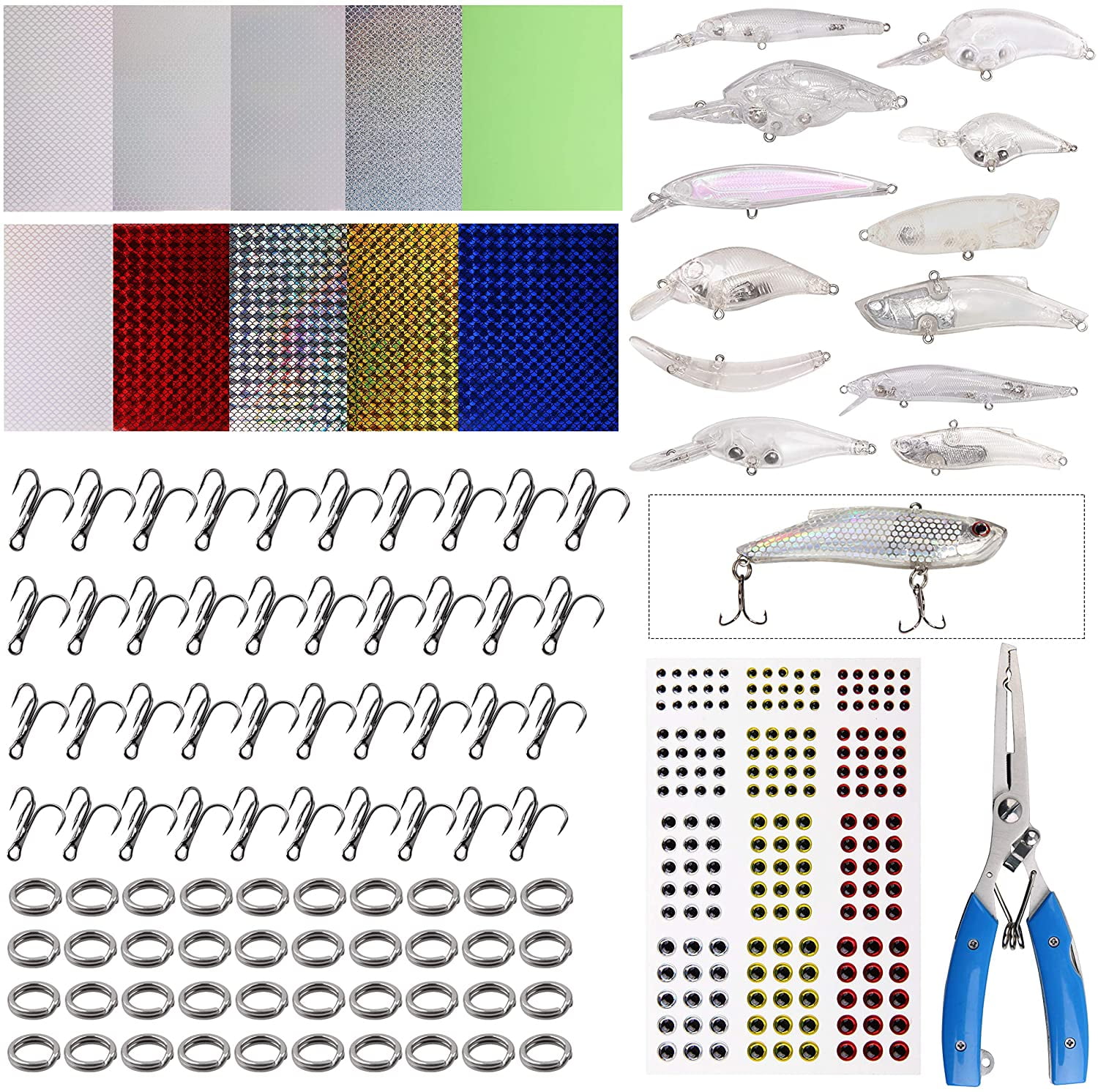 Unpainted Fishing Lures Making Kit, 286pcs DIY Blank Crankbaits Minnow ...