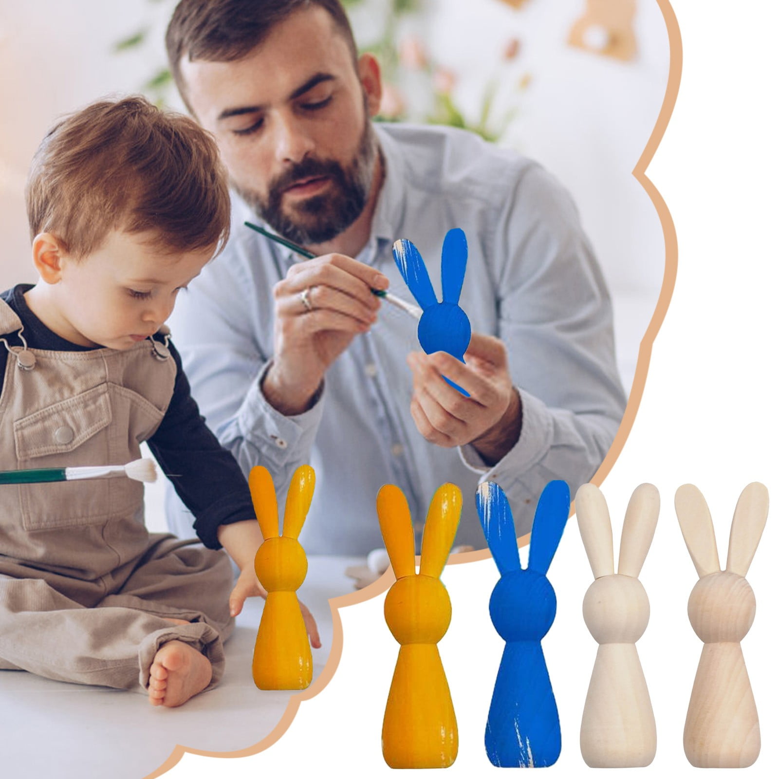 Unpainted Wooden Bunny Craft Kit - DIY Easter Peg Dolls Family Art ...