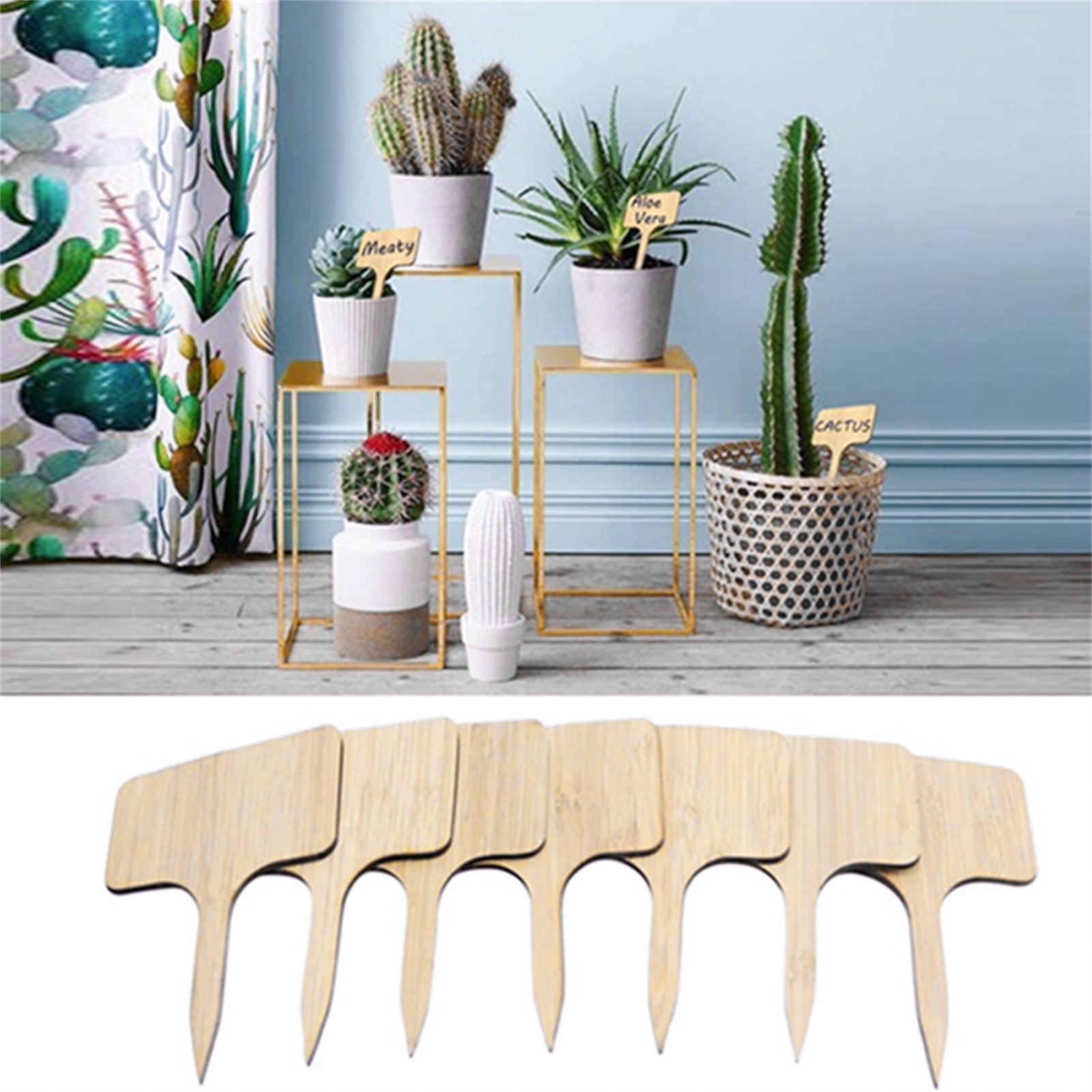Unpainted Wooden Succulent Plant Tags, Potted Plants, Flower Pots ...