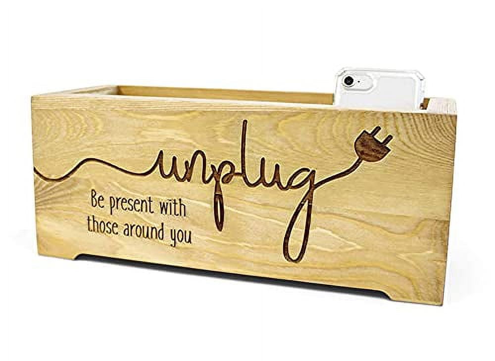 Unplug Box Rustic Wood Planter - Personalized Family Cell Phone Holder ...