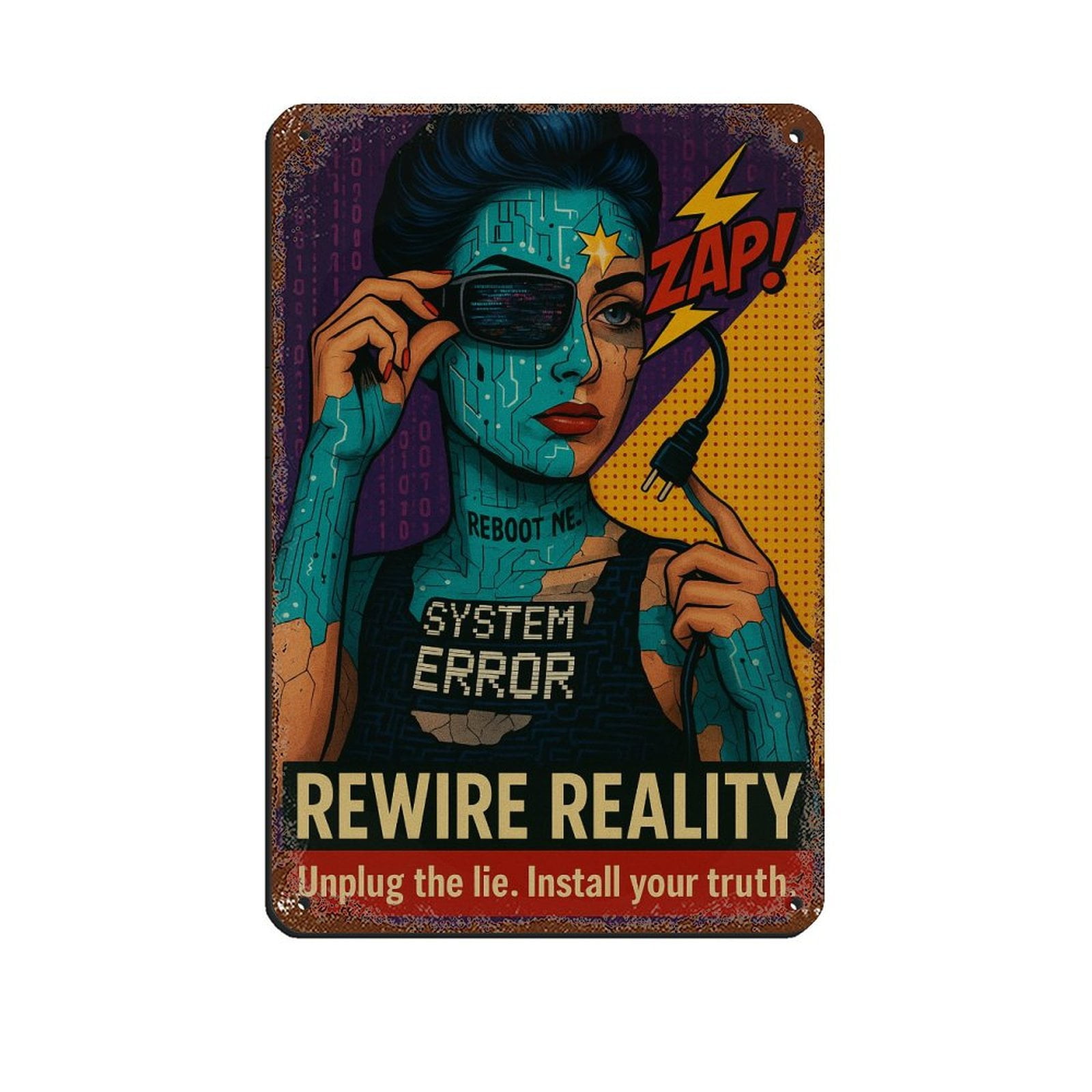 Unplug The Lies And Install The Truth Retro Poster Metal Tin Sign Chic ...