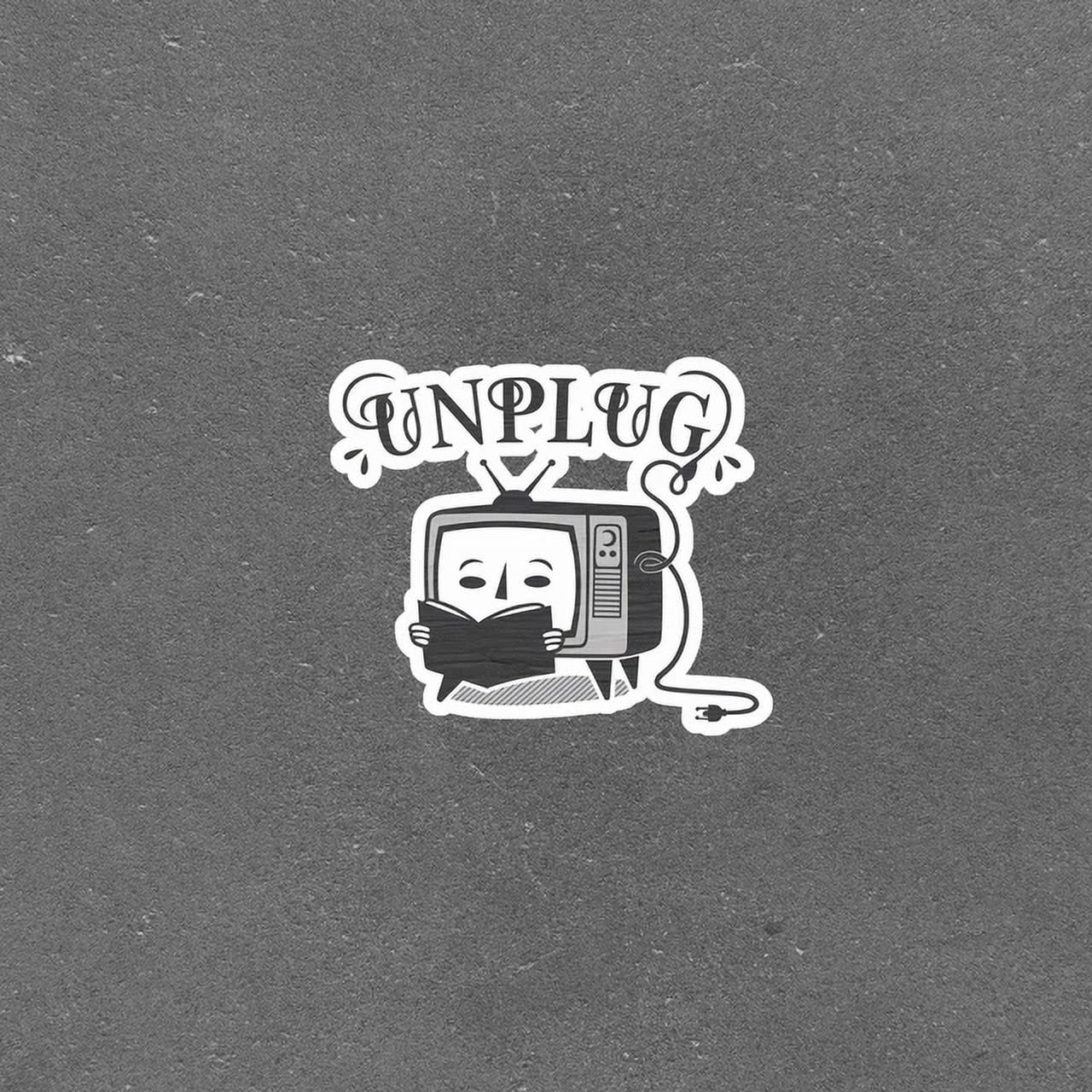 Unplug Tv Sticker - Cute Retro Television Illustration Decalphone Decal ...