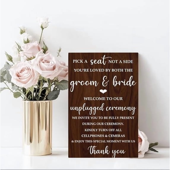 Unplugged Wedding Sign Pick A Seat Not A Side Welcome Sign, Rustic ...