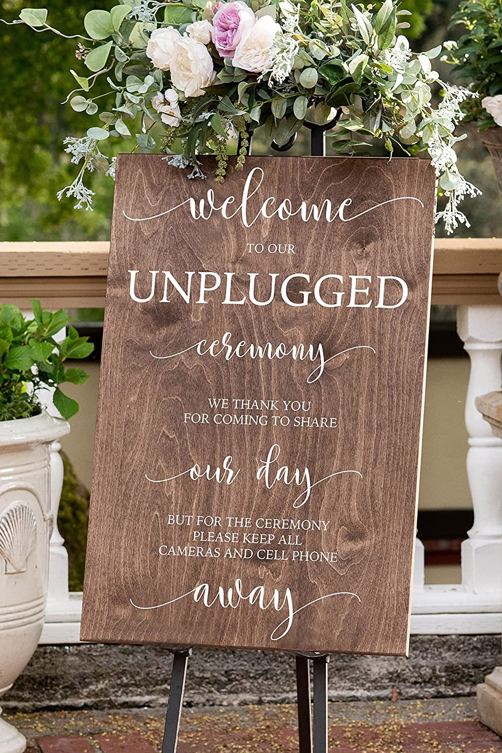 Unplugged Wedding Sign - Unplugged Ceremony Sign - Vertical Wooden ...