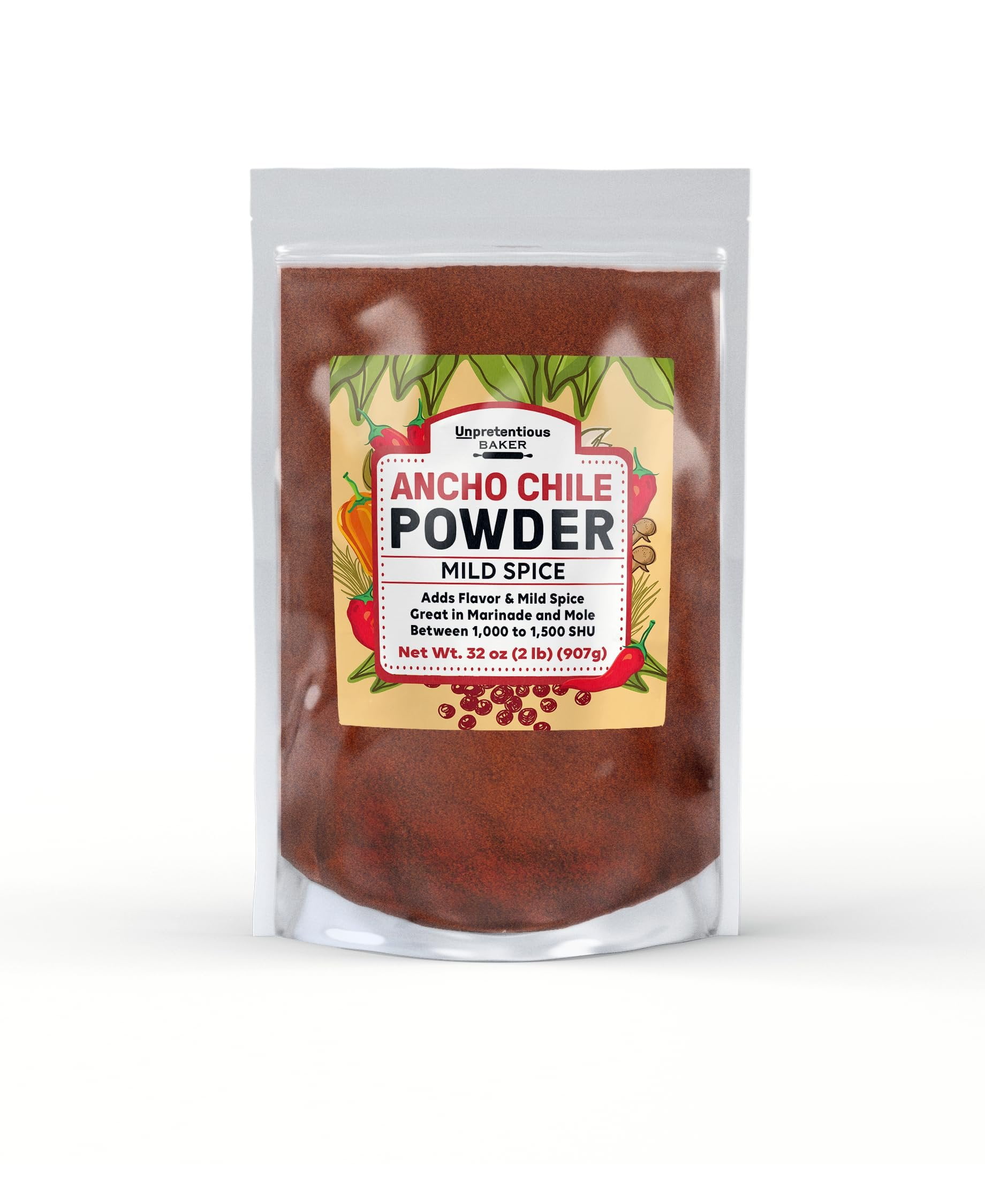 Unpretentious Ancho Chile Powder, 2lb, Mild Flavor, Dried Poblano ...