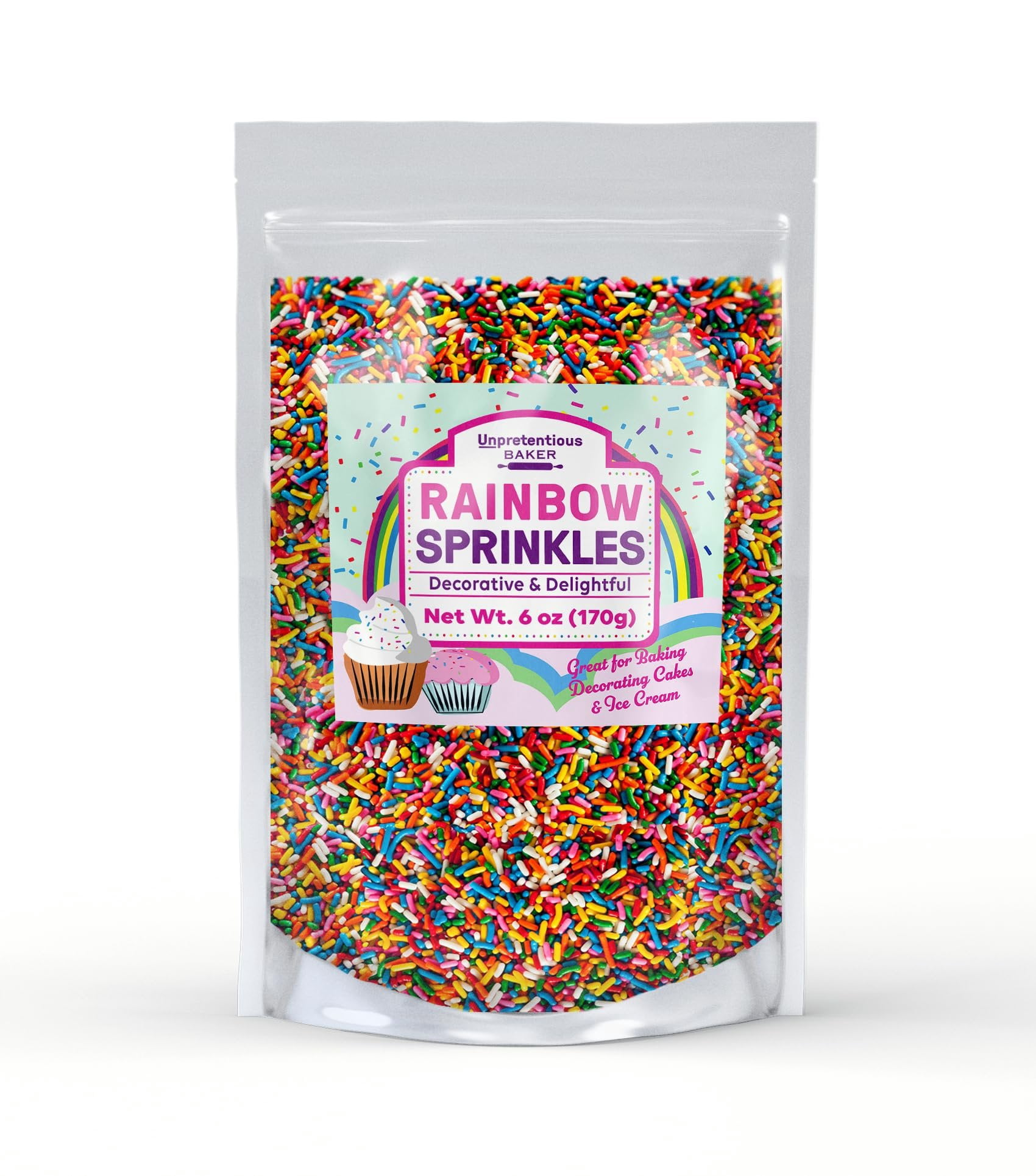 Unpretentious Baker Rainbow Baking Sprinkles 6 oz Colorful Jimmies ...