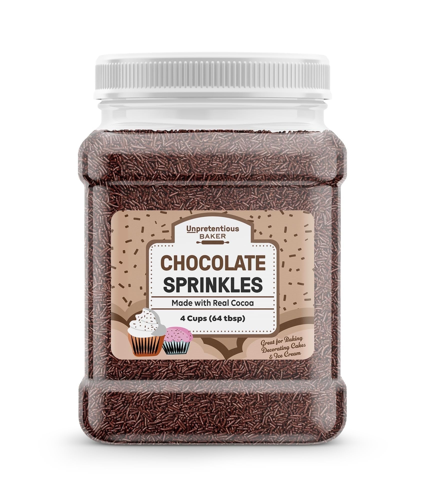 Unpretentious, Chocolate Sprinkles, 4 Cups, Made with Real Cocoa ...